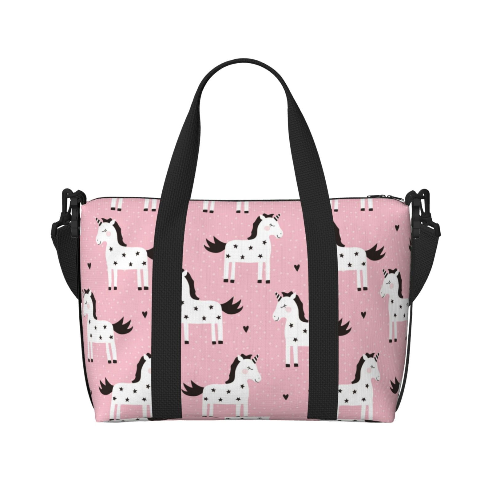 Duffle Bag for Travel Essentials - Cartoon Cute Horse Pink Duffel Bag ...