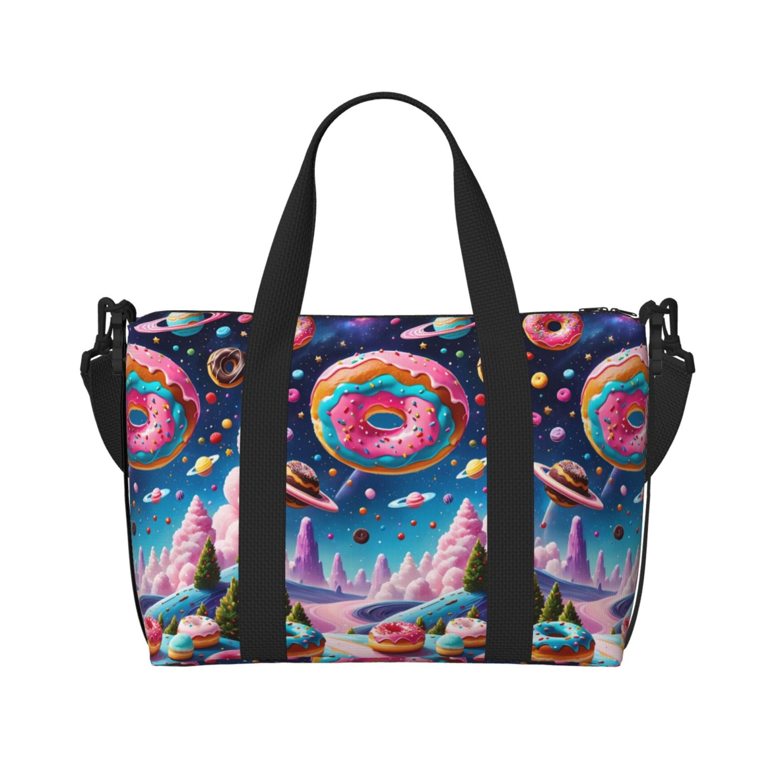 Duffle Bag for Travel Essentials - Colorful Donut Spaceship Duffel Bag ...
