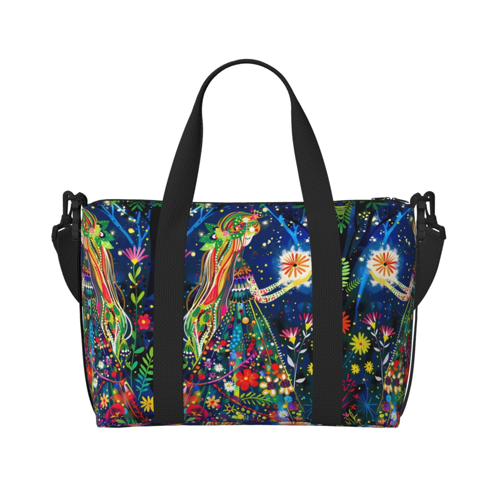 Duffle Bag for Travel Essentials - Colorful Floral Forest Fairy Duffel ...