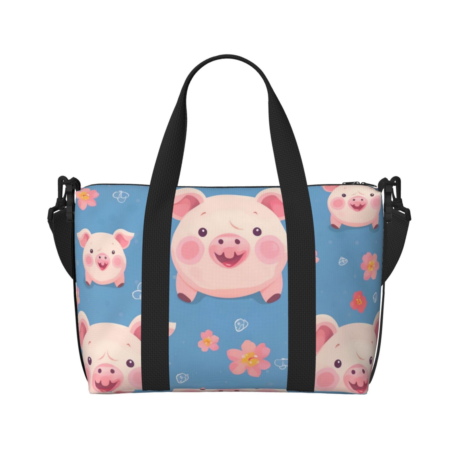 Duffle Bag for Travel Essentials - Cute Pig Flowers Duffel Bag Gym Bag ...