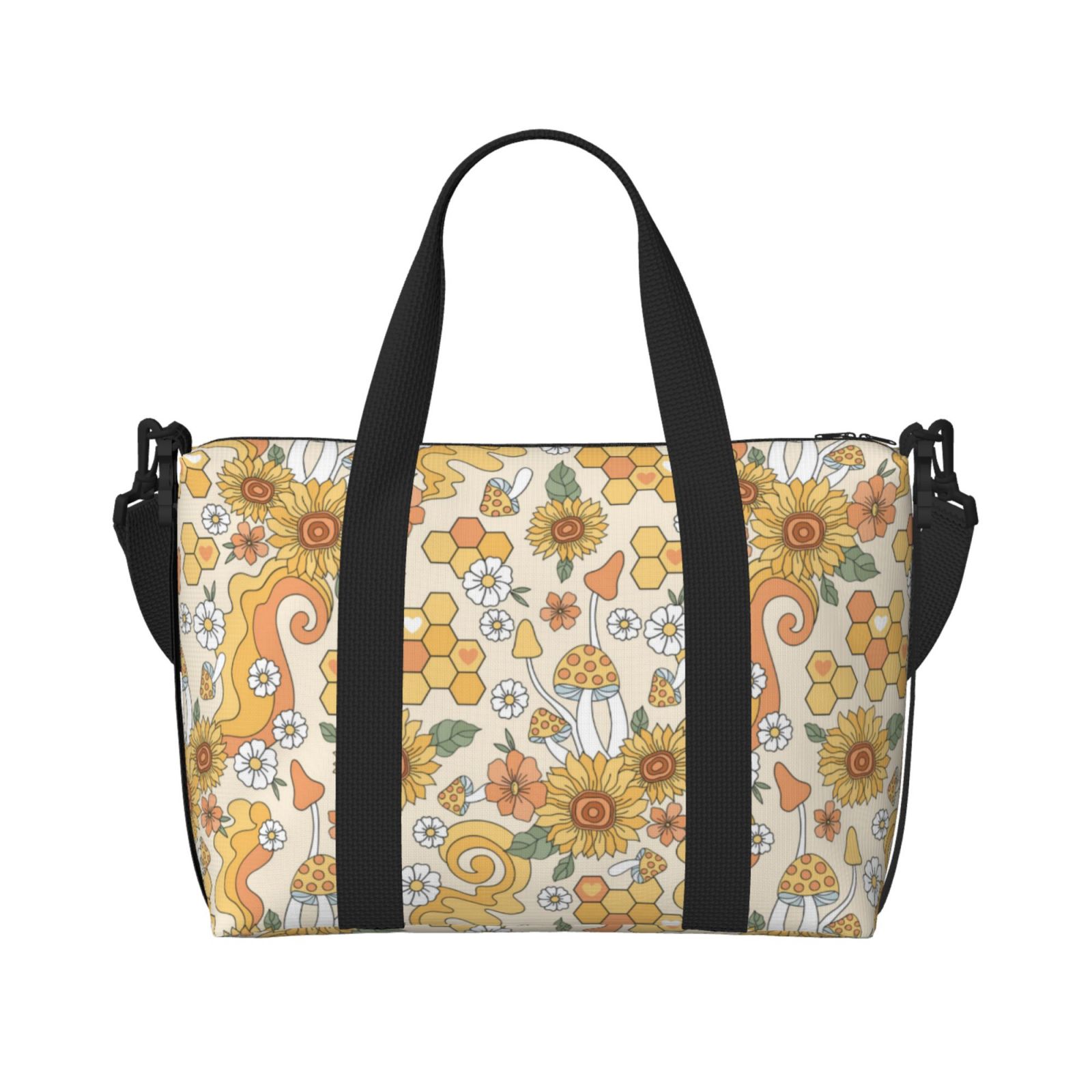 Duffle Bag for Travel Essentials - Groovy Hippie Flower Mushrooms ...