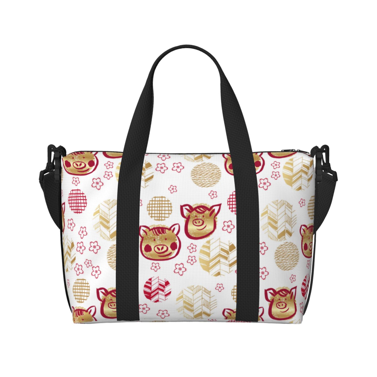 Duffle Bag for Travel Essentials - Hand Drawn Cartoon Cute Pig Duffel ...