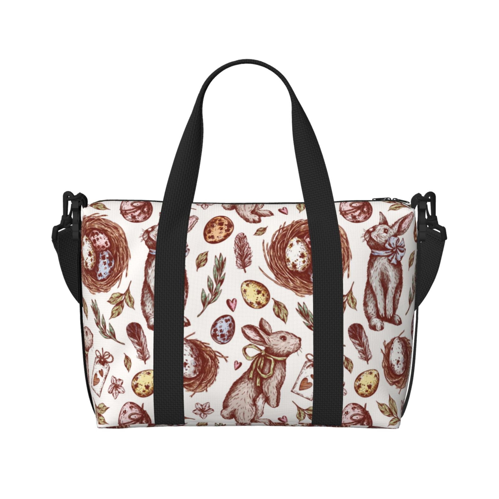 Duffle Bag for Travel Essentials - Hand Drawn Cartoon Cute Rabbit Egg ...