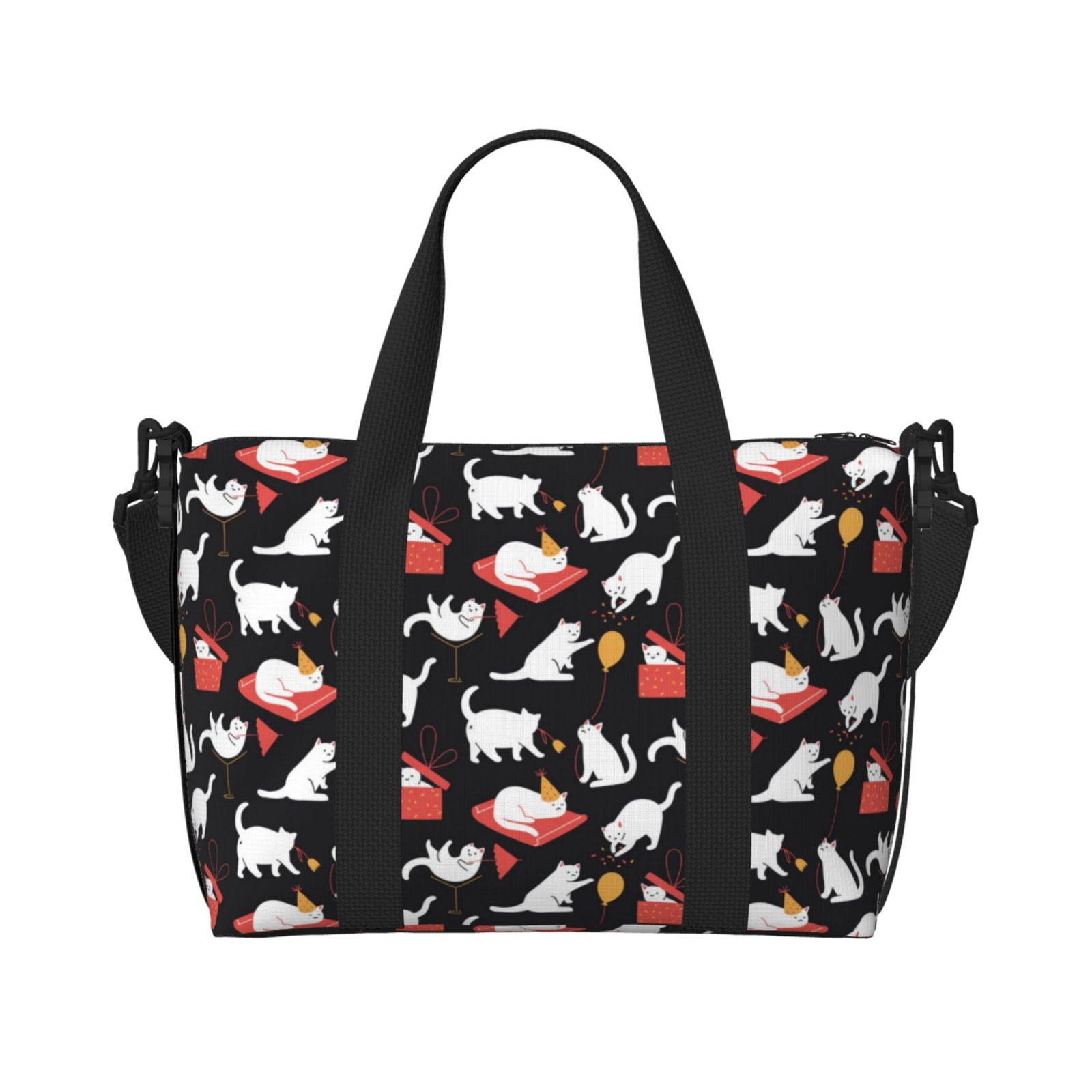 Duffle Bag for Travel Essentials - Hand Drawn Cartoon Gift Cat Duffel ...