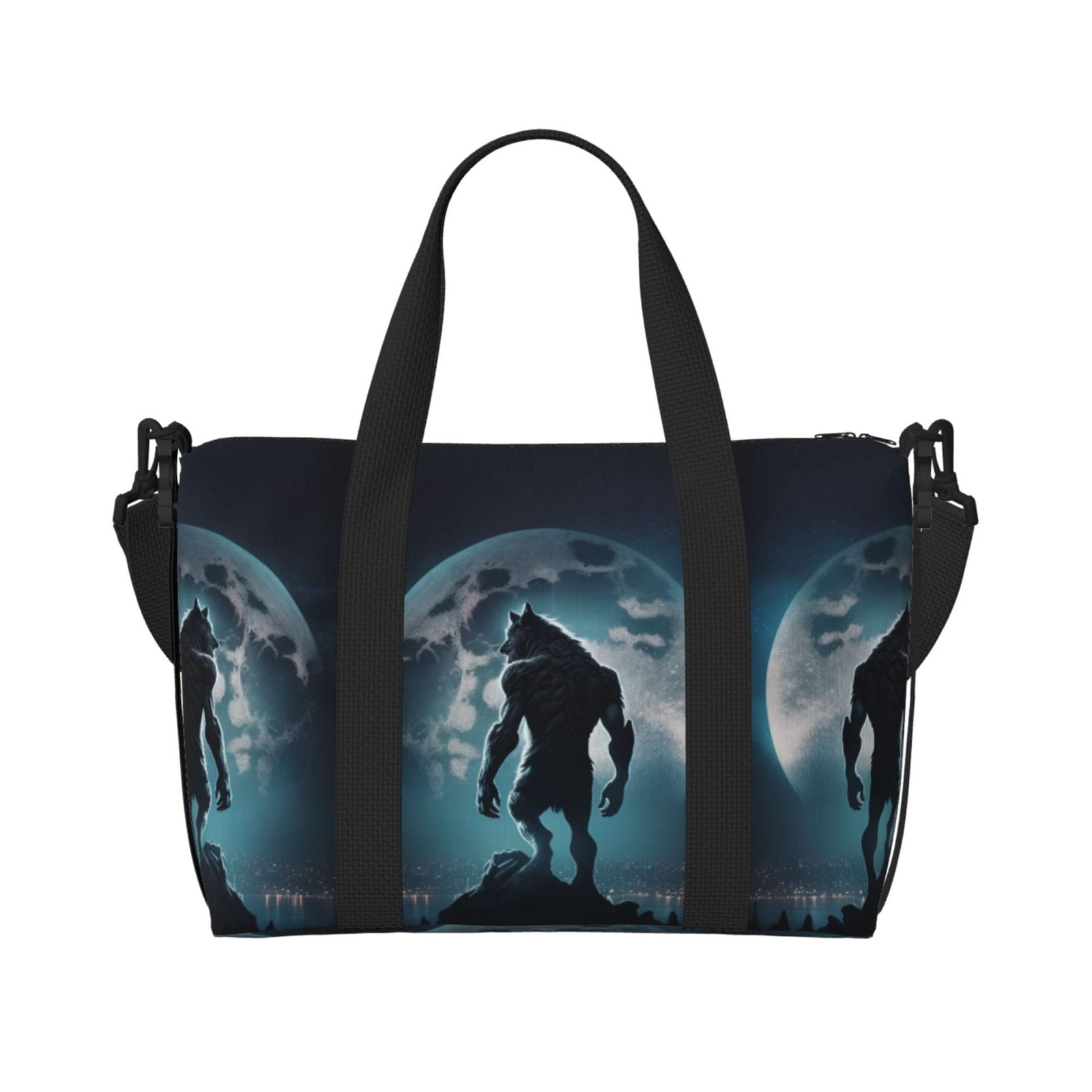 Duffle Bag for Travel Essentials - Moon Wolf Warrior Duffel Bag Gym Bag ...