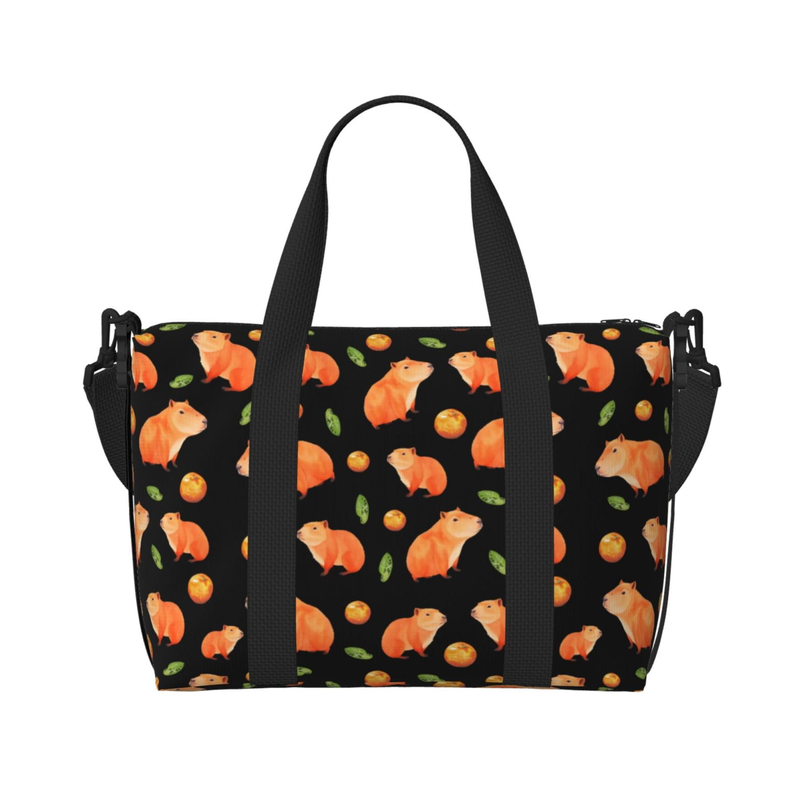 Duffle Bag for Travel Essentials - Orange and Capybara Duffel Bag Gym ...