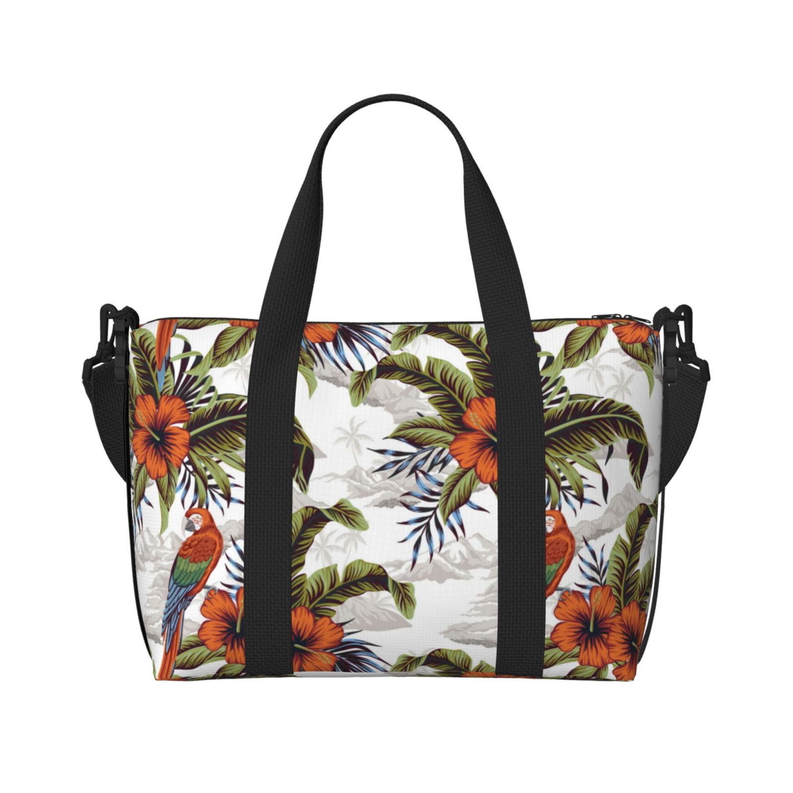 Duffle Bag for Travel Essentials - Red Parrot Banana Leaf Flower Duffel ...