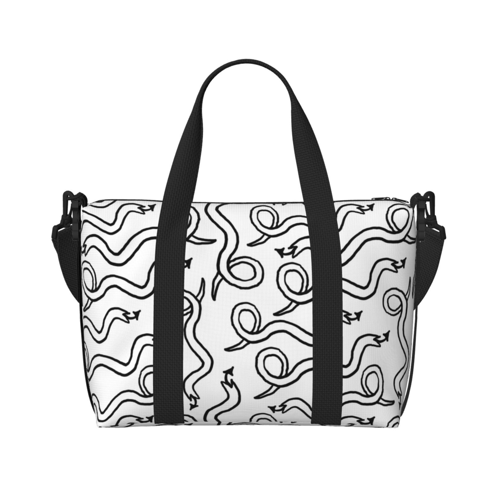 Duffle Bag for Travel Essentials - Simple Black Lines Snake Duffel Bag ...