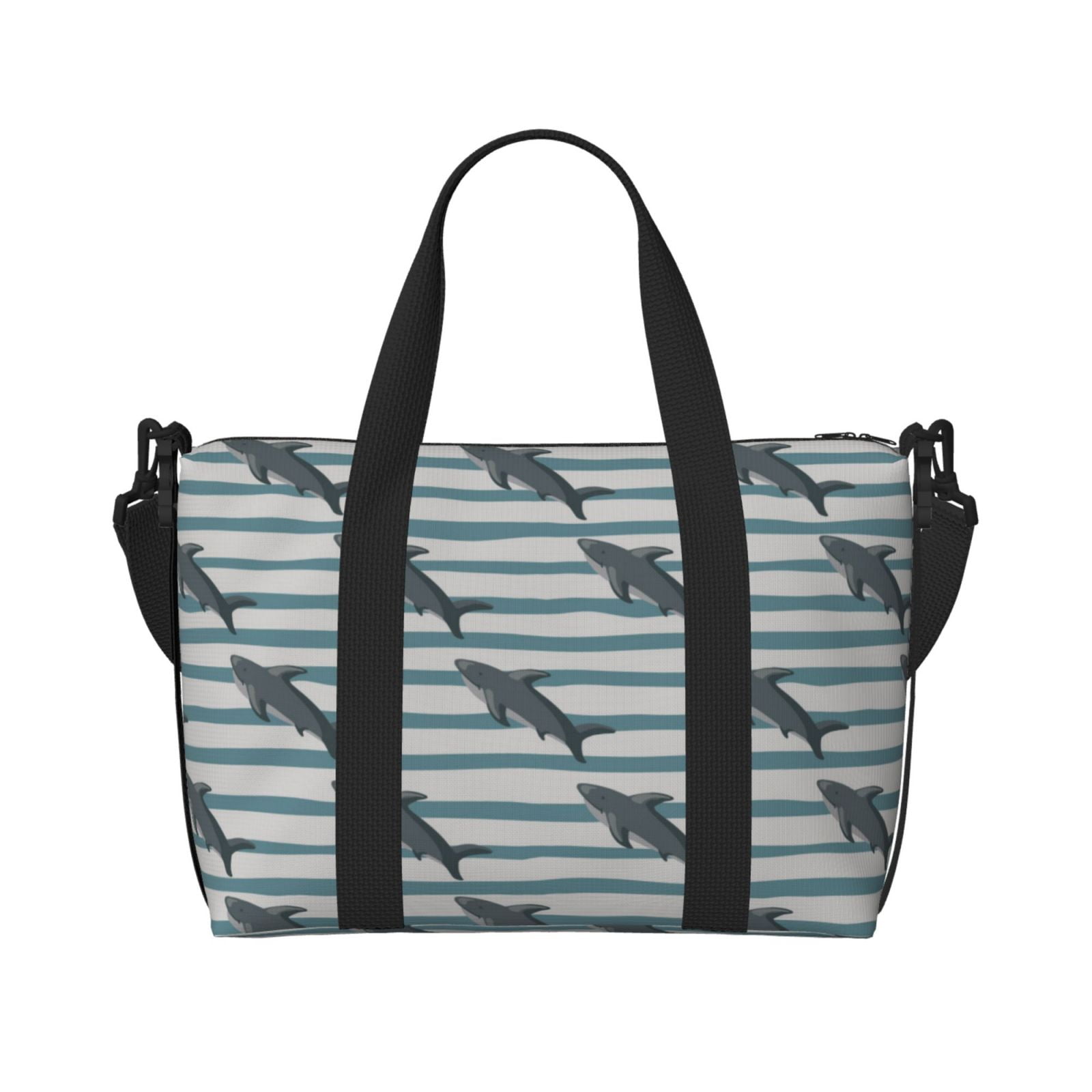 Duffle Bag for Travel Essentials - Striped Cute Cartoon Shark Duffel ...