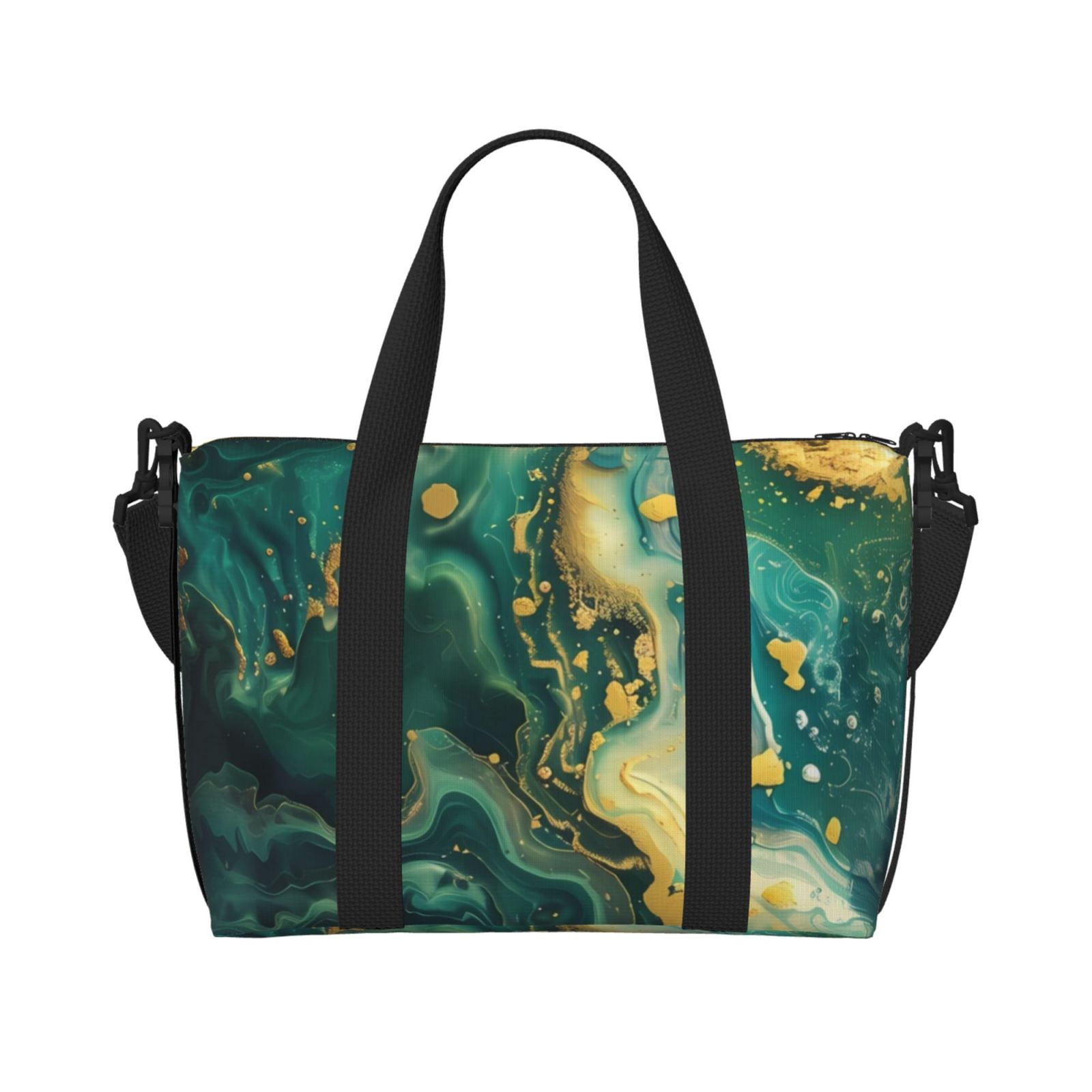 Duffle Bag for Travel Essentials - Turquoise Golden Swirl Duffel Bag ...