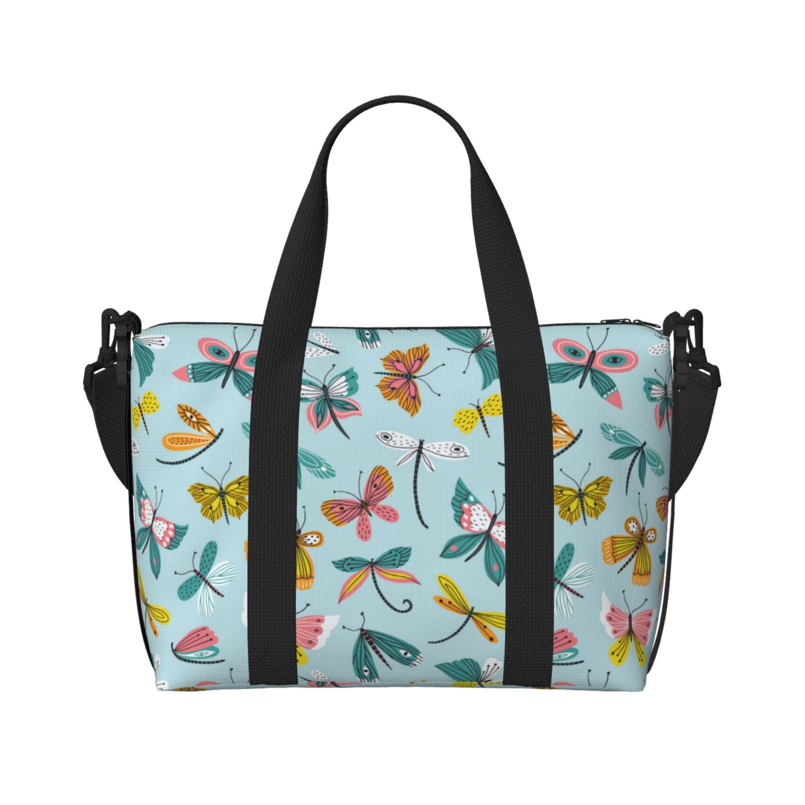 Duffle Bag for Travel Essentials - Yellow Green Dragonfly Butterfly ...