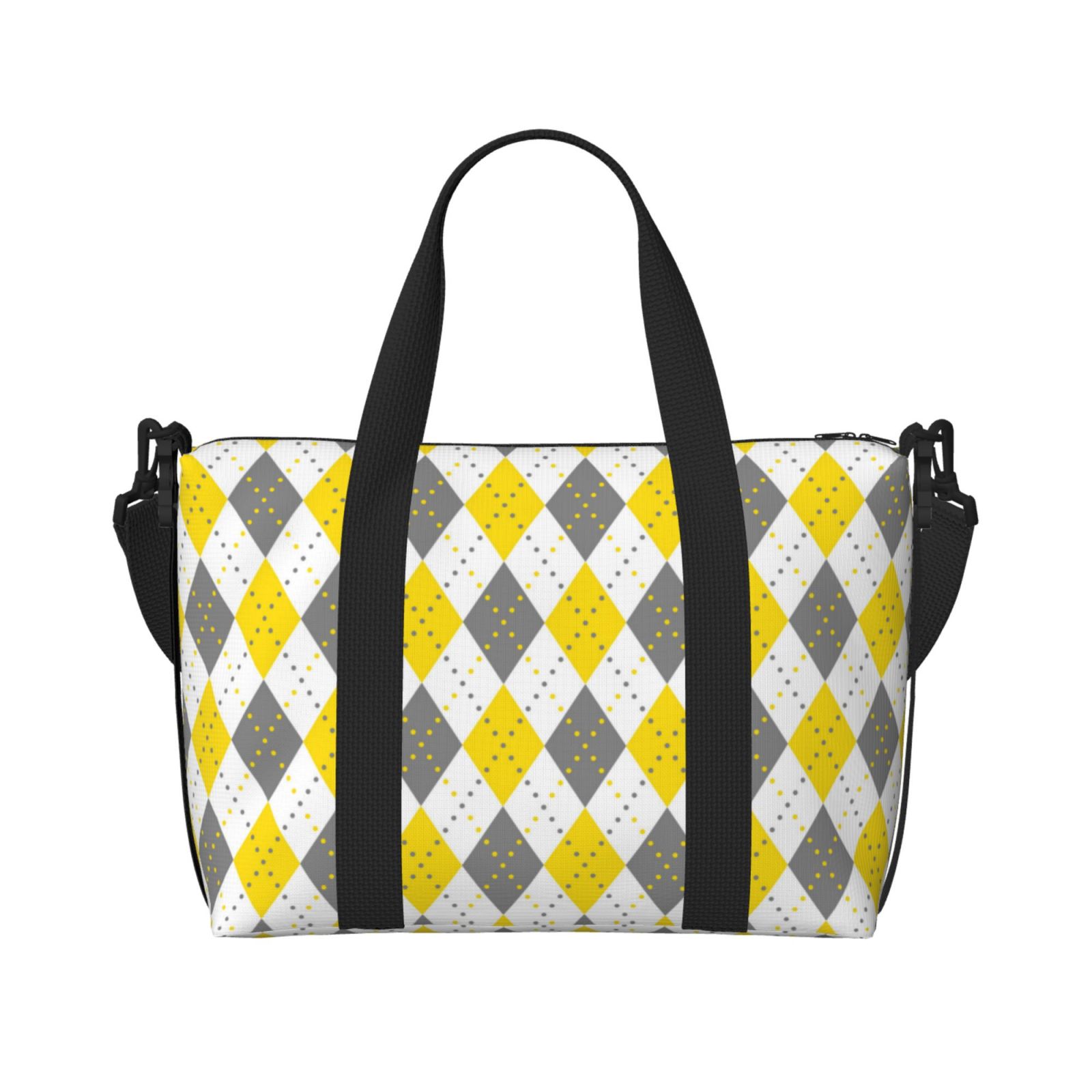 Duffle Bag for Travel Essentials - Yellow Grey White Diamond Plaid ...