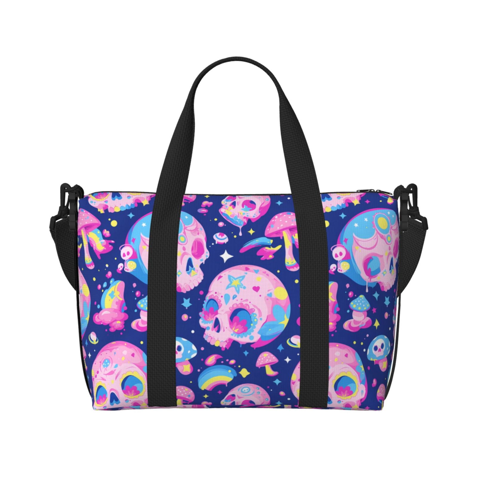 Duffle Bag for Travel Essentials - colorful Skull mushroom rainbow ...