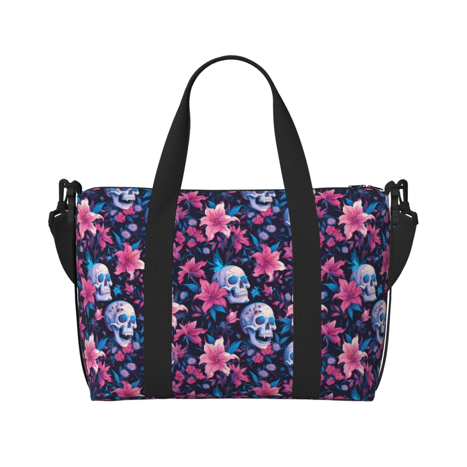 Duffle Bag for Travel Essentials - funny Skull daisy flower Duffel Bag ...