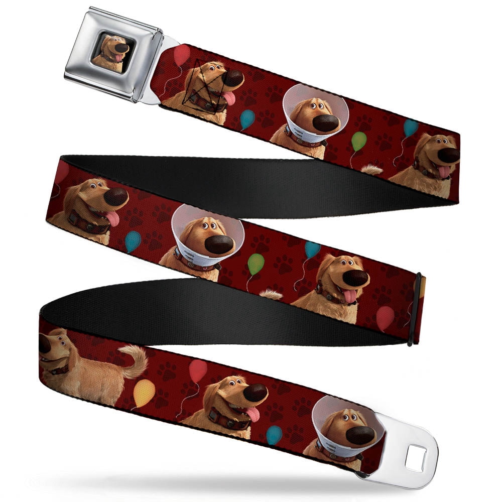 Disney Belt, Seatbelt Buckle Belt, Dug Poses Balloons Paw Print Reds ...
