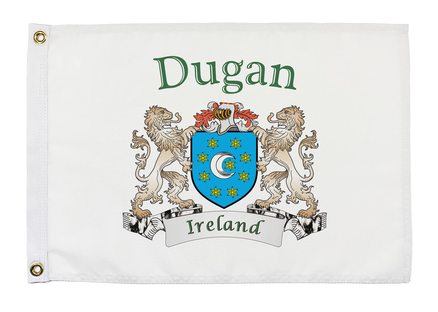 Dugan Irish Coat of Arms Small White Flag - 16"x10.5" inches - Walmart.com