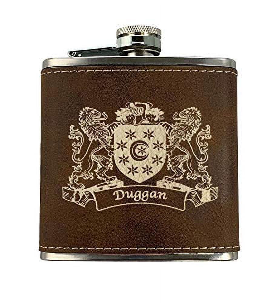 Duggan Irish Coat of Arms Leather Flask - Rustic Brown - Walmart.com