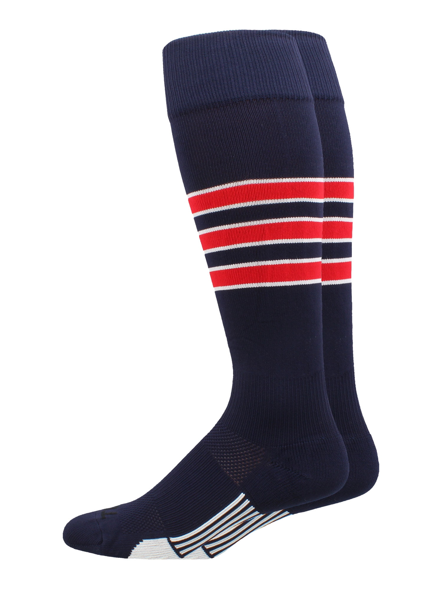 Dugout 3 Stripe Baseball Socks (Navy/Scarlet/White, Medium) - Walmart.com