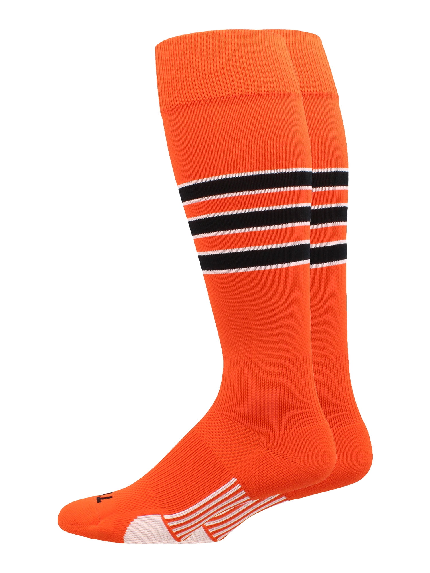 Dugout 3 Stripe Baseball Socks (Orange/Black/White, Large) - Walmart.com