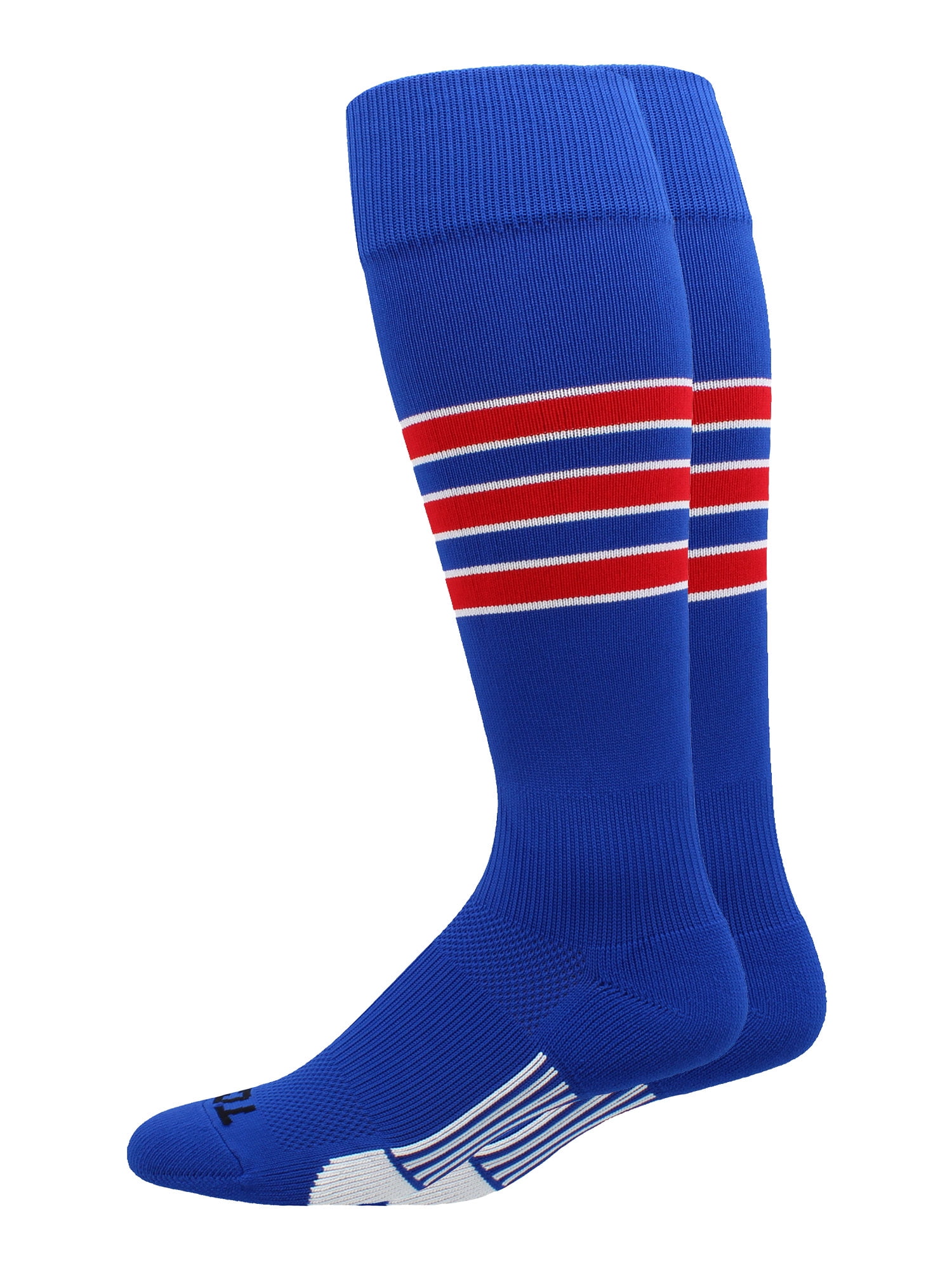 Dugout 3 Stripe Softball Socks (Royal/Scarlet/White, Medium) - Walmart.com