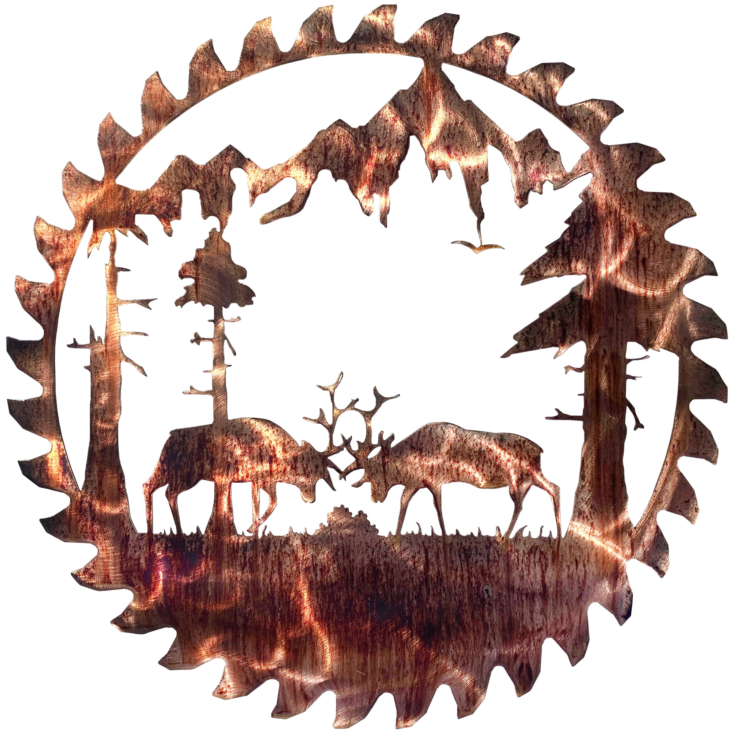 Dugout Creek Designs Fighting Elk Buzz Blade Metal Decor, Distressed ...
