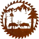 Dugout Creek Designs Fighting Elk Buzz Blade Metal Decor, Rust ...
