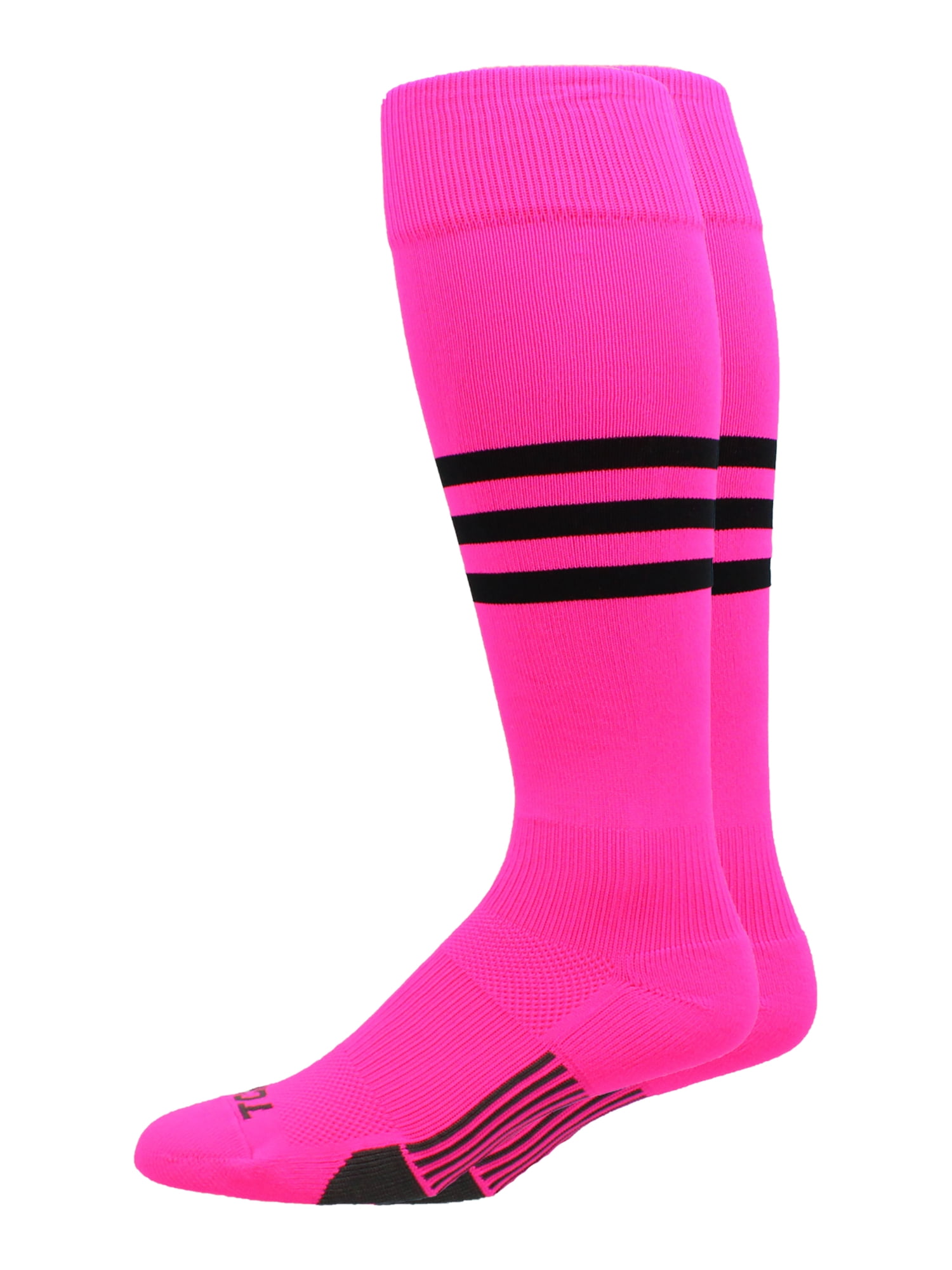Dugout Striped Baseball Socks Pattern B (Neon Pink/Black, Large ...