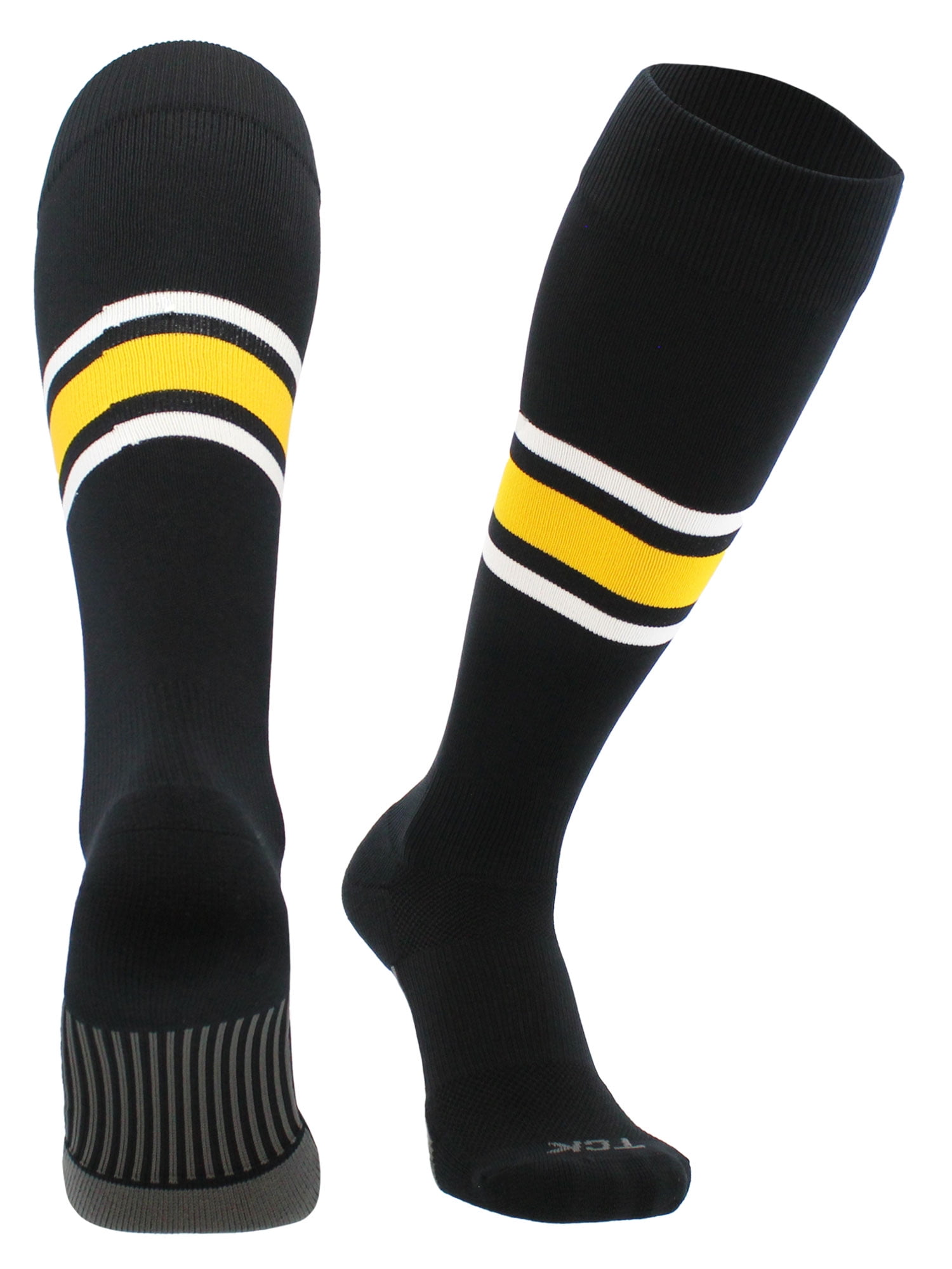 Dugout Striped Baseball Socks Pattern E (Black/Gold/White, Medium ...