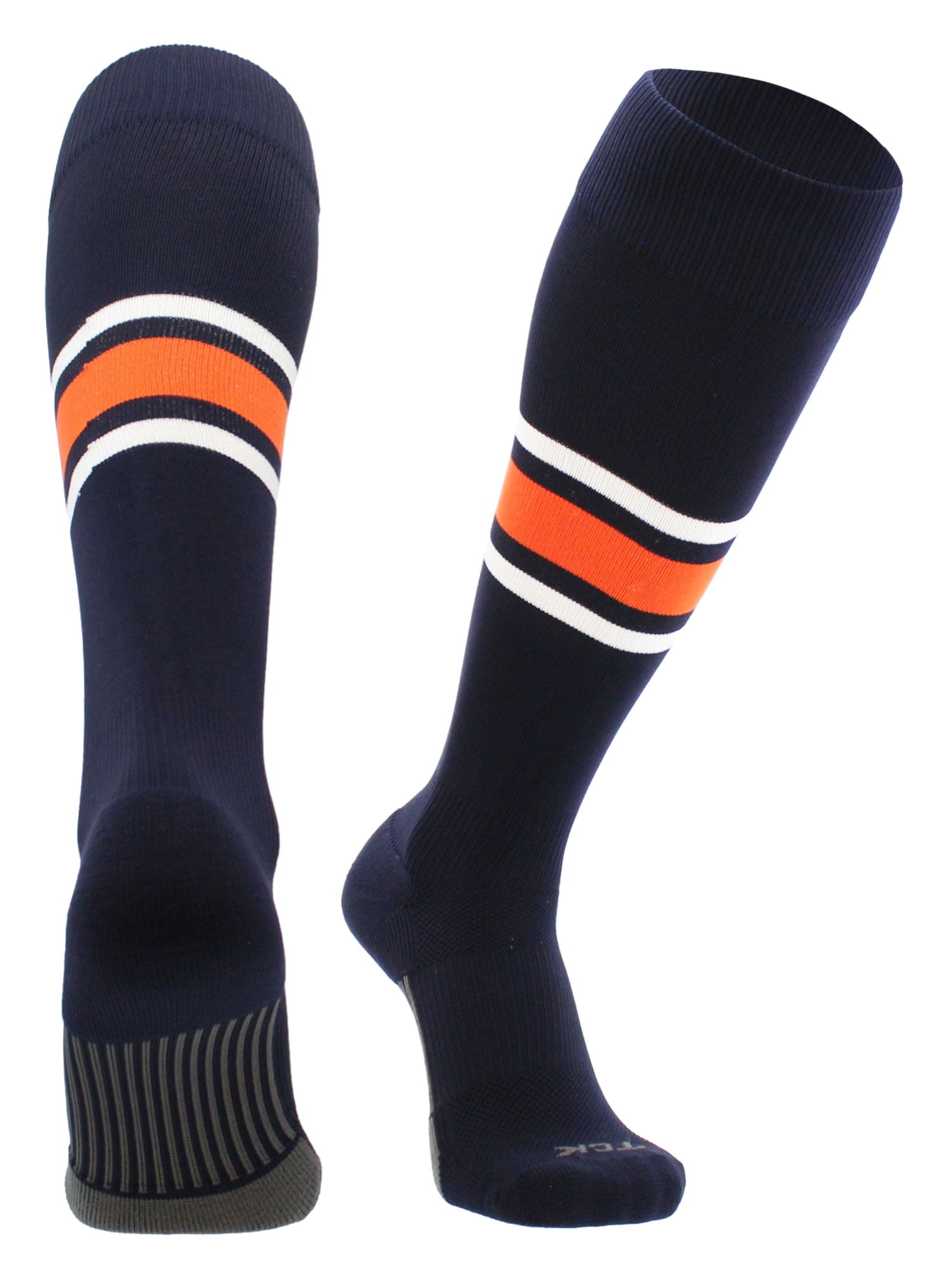 Dugout Striped Baseball Socks Pattern E (Navy/Orange/White, Small ...