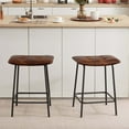 "Duhome 24"" Tufted Counter Bar Stools - Set of 2, Faux Leather ...