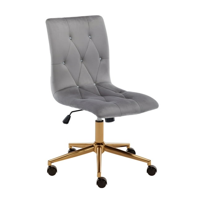 Duhome Armless Home Office Chair, Velvet Tufted Computer Desk Chair ...