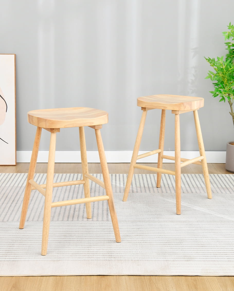 Duhome Bar Stools 26" Wooden Counter Stools Saddle Stool Chair with ...