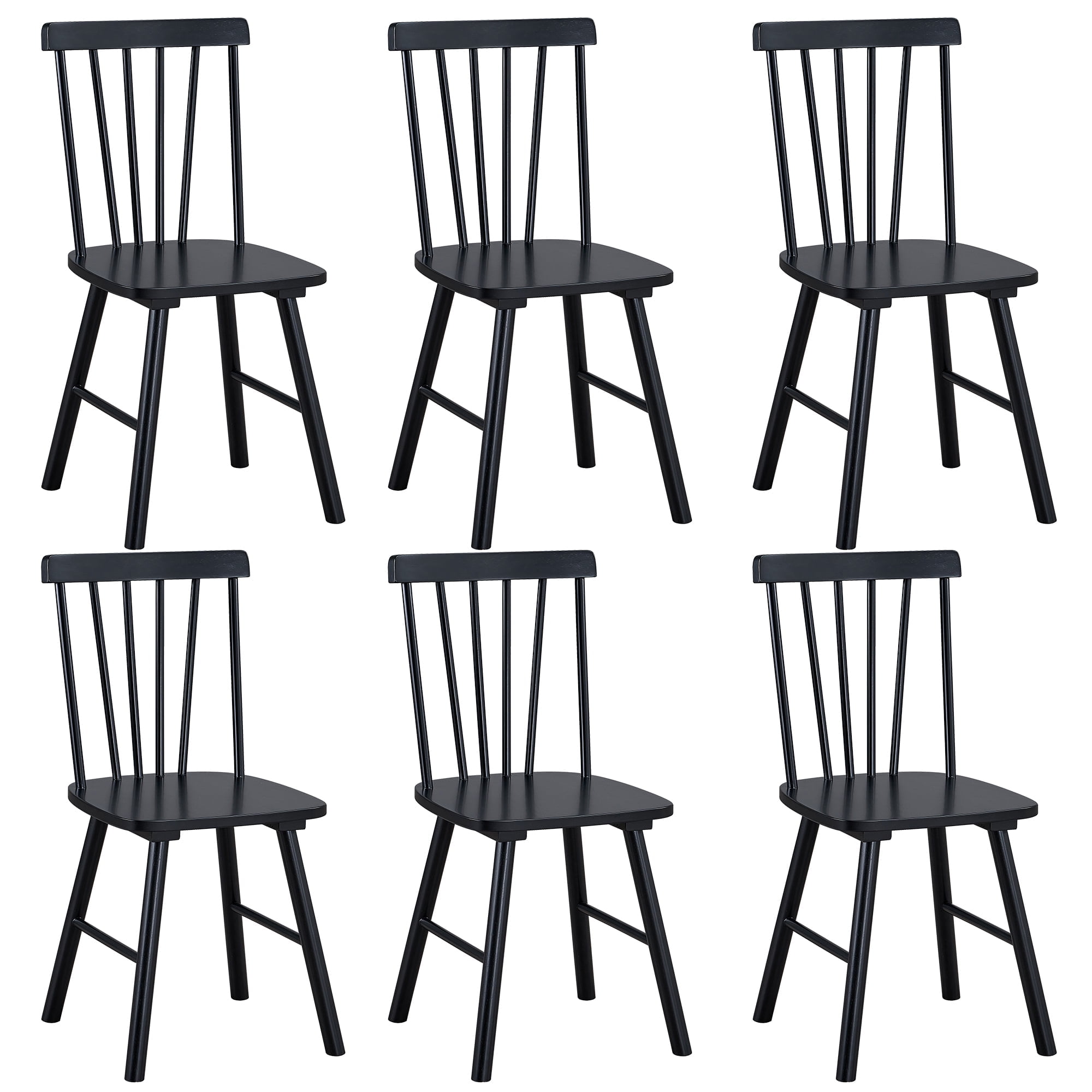 Duhome Black Solid Wooden Dining Chairs, Spindle Back, Modern Design ...