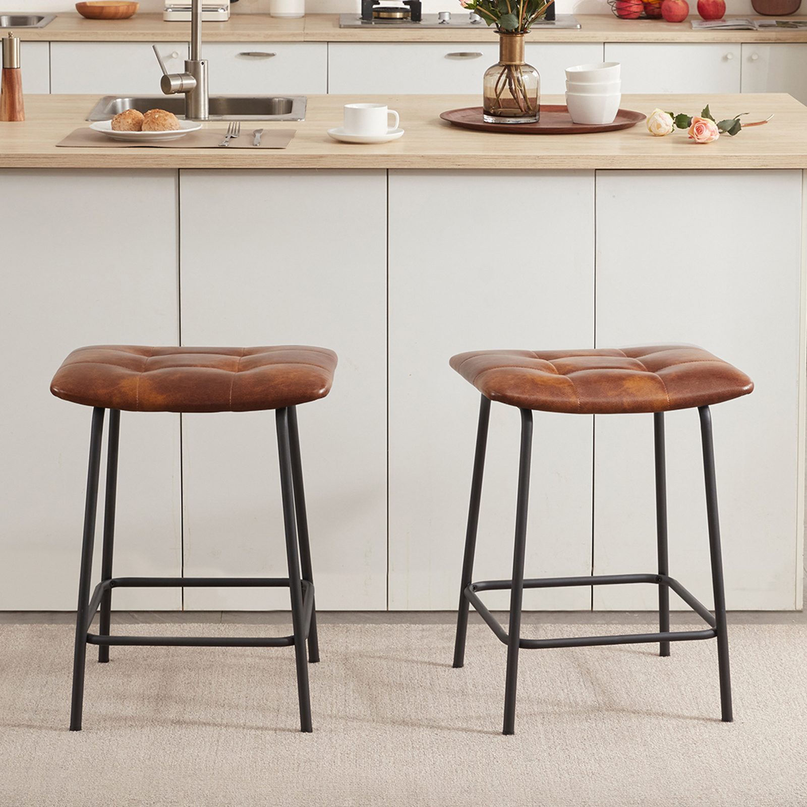 Linon Lancer Backless 25" Counter Stools, Set of Two, Black - Walmart.com