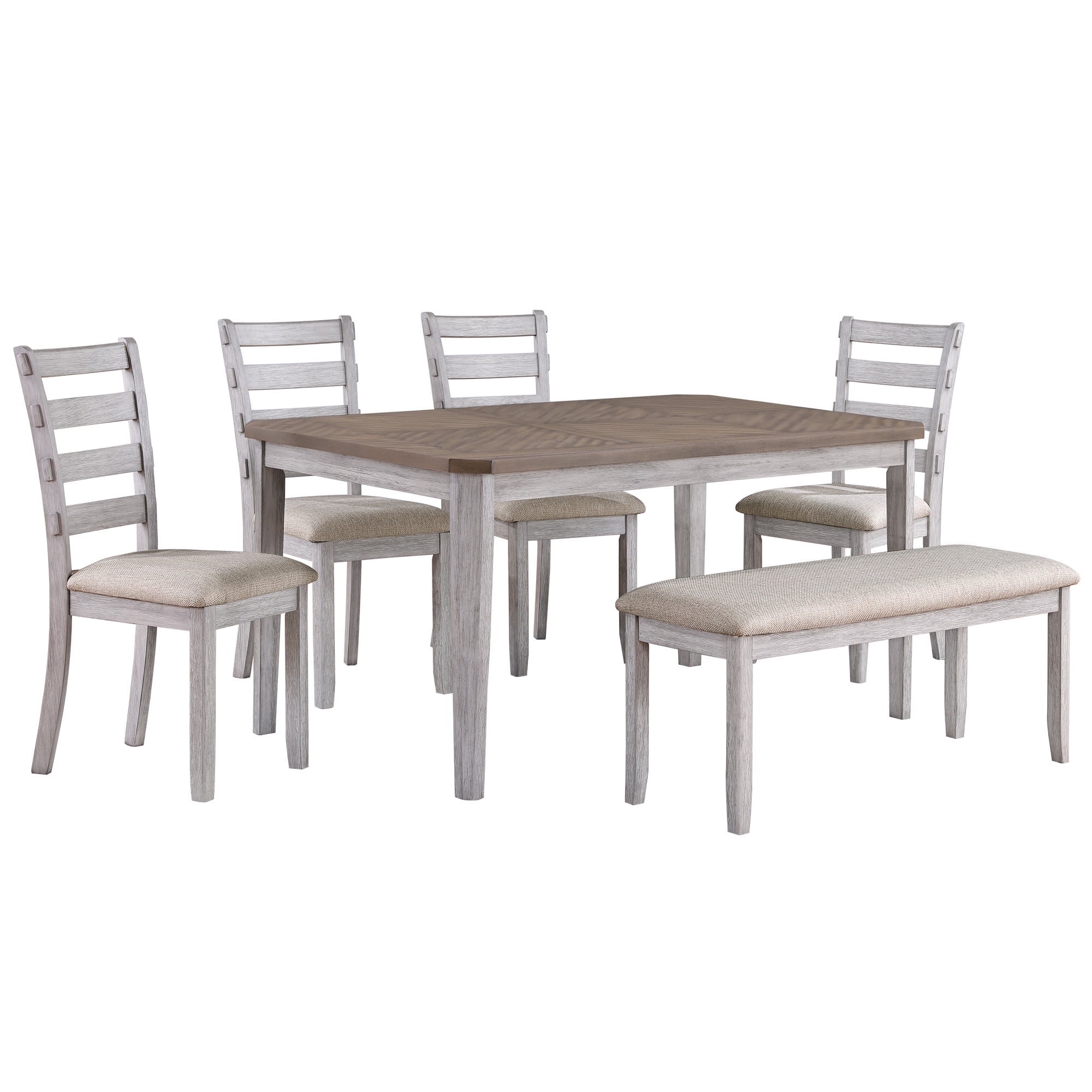 Duhome Dining Set 6-Piece Dining Room Set, 1 Wood Dining Table with 4 ...