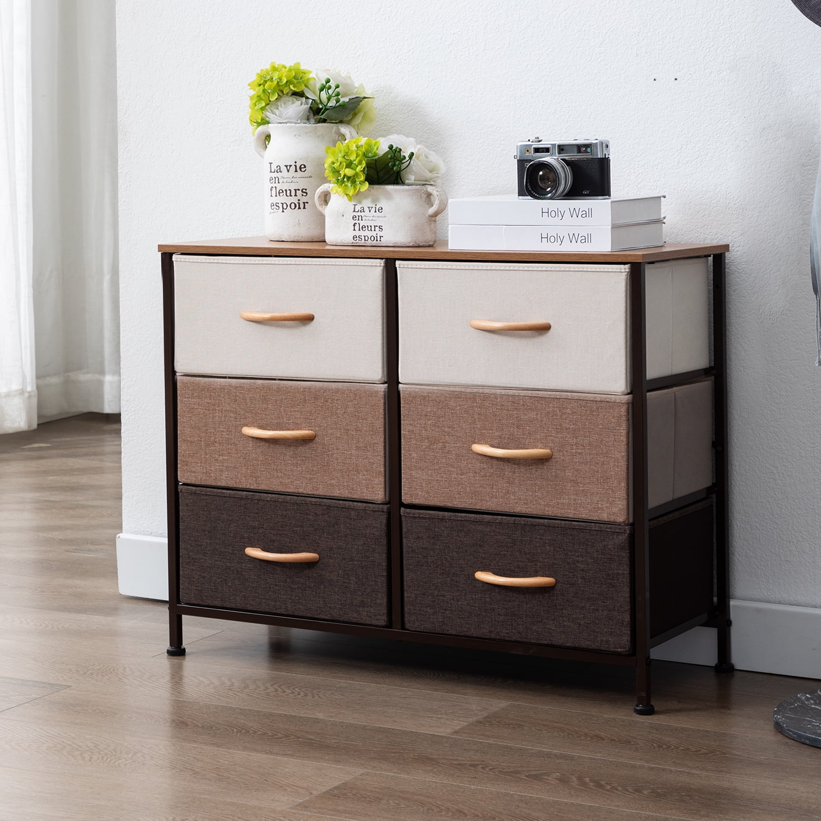 Duhome Elegant Lifestyle 6 Drawer Dresser, Fabric Dresser Storage ...