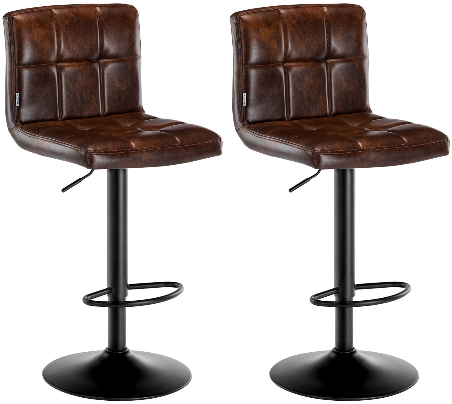 Duhome Elegant Lifestyle Set of 2 Faux Leather Bar Stools with Back ...