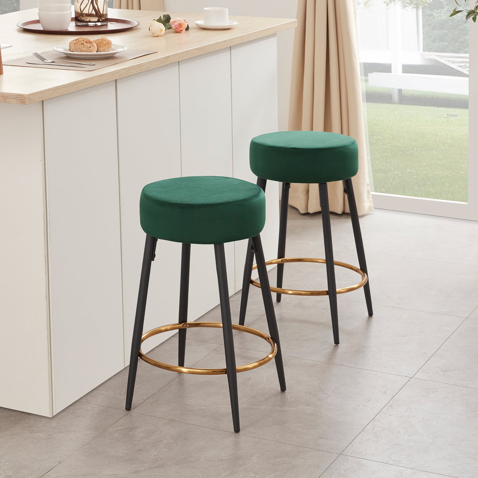 Duhome Elegant Lifestyle Velvet Counter Stools Set of 2, 24 ...
