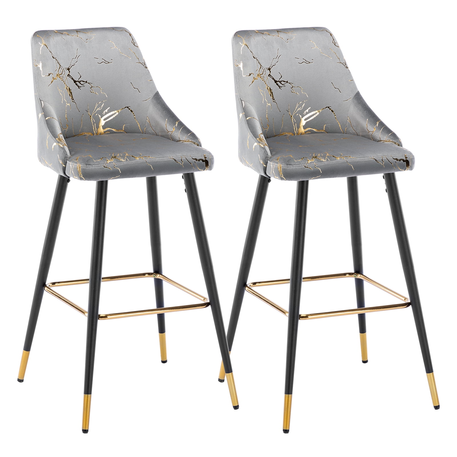 Duhome Gray Tufted Velvet Armless Contoured Backrests 30" Barstools ...