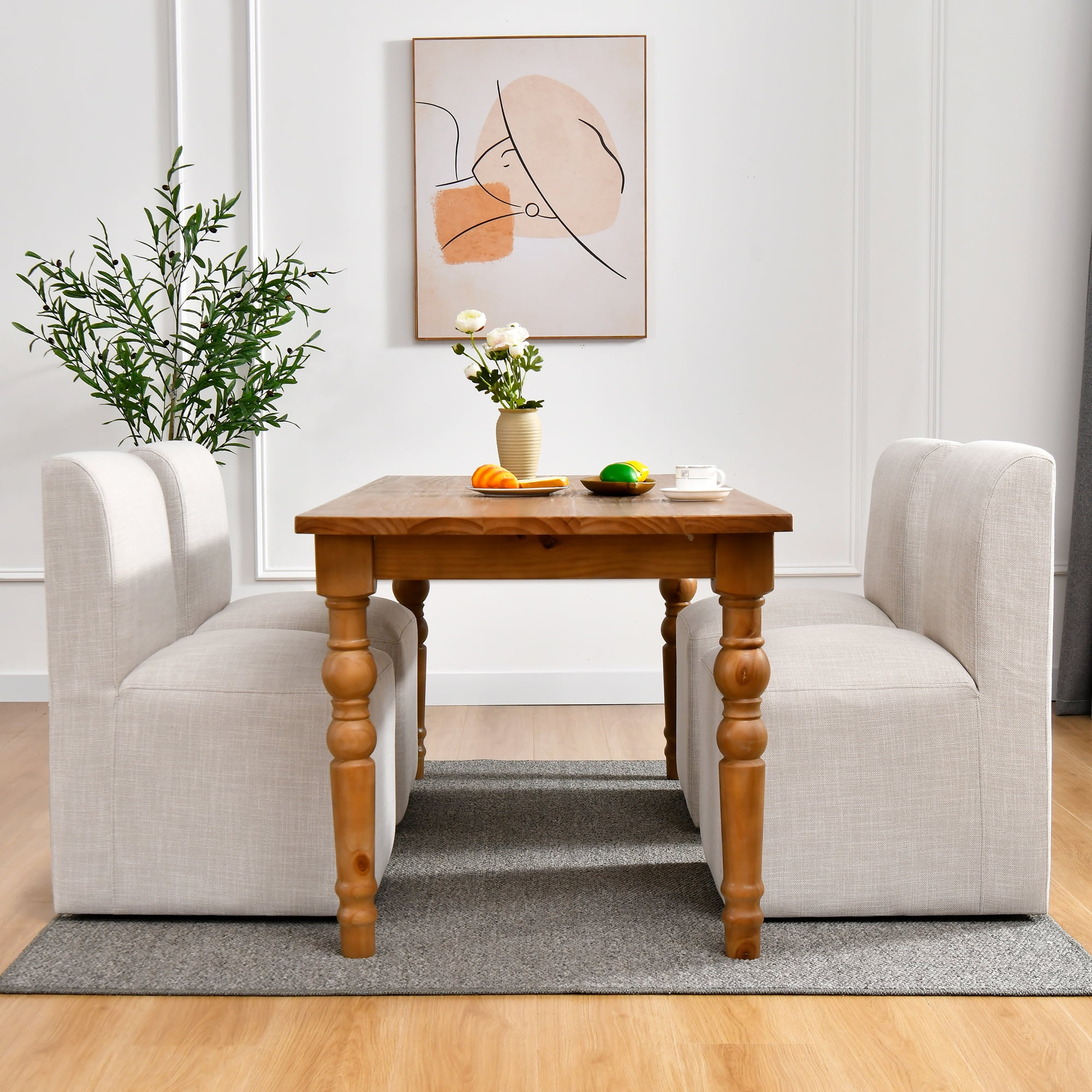 Duhome Modern Beige Linen Look Swivel Accent Chair with Down Filling Casters and Versatile Use for Living Room or Office set of 4 Walmart Business Supplies
