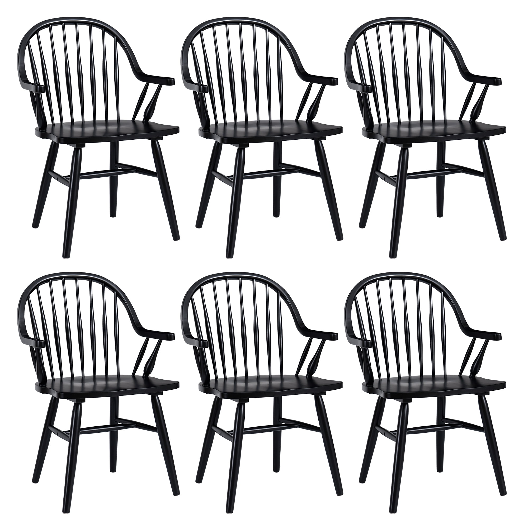 Duhome Modern Windsor Armchairs, Solid Wood Dining Chairs with Spindle ...
