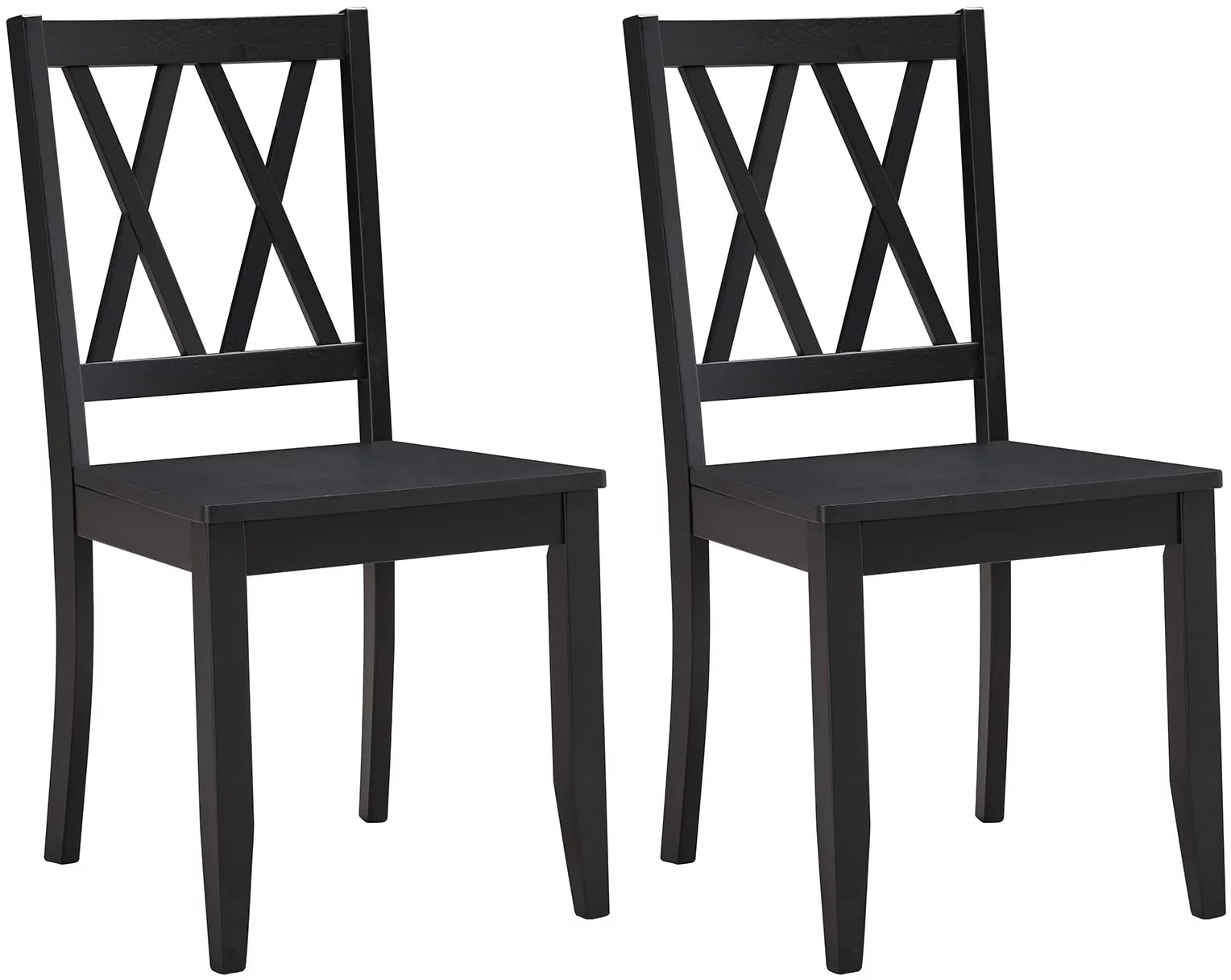 Duhome Rustic Farm Country Rubberwood Dining Chairs, Black Set of 2 ...