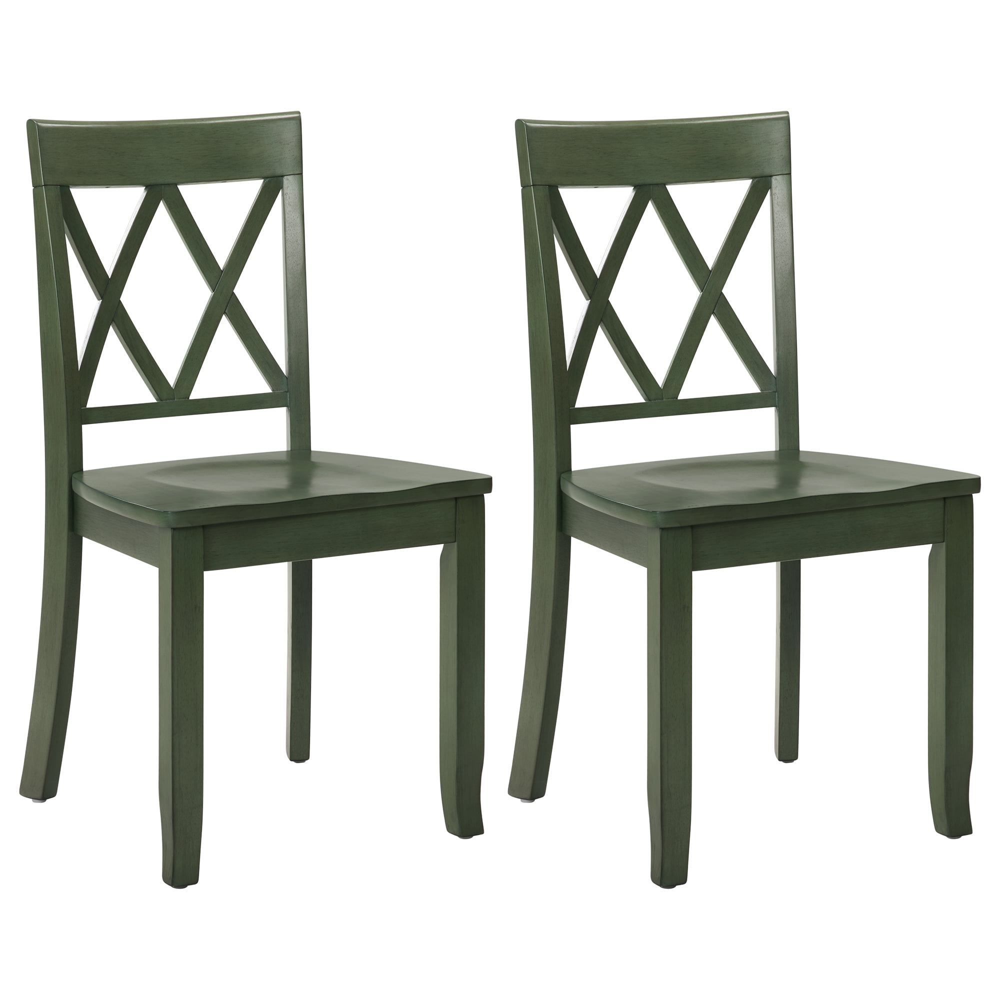Duhome Solid Wood Dining Chairs Set of 2 Modern Cross Back Chairs for Kitchen, Dining Room,Green ...