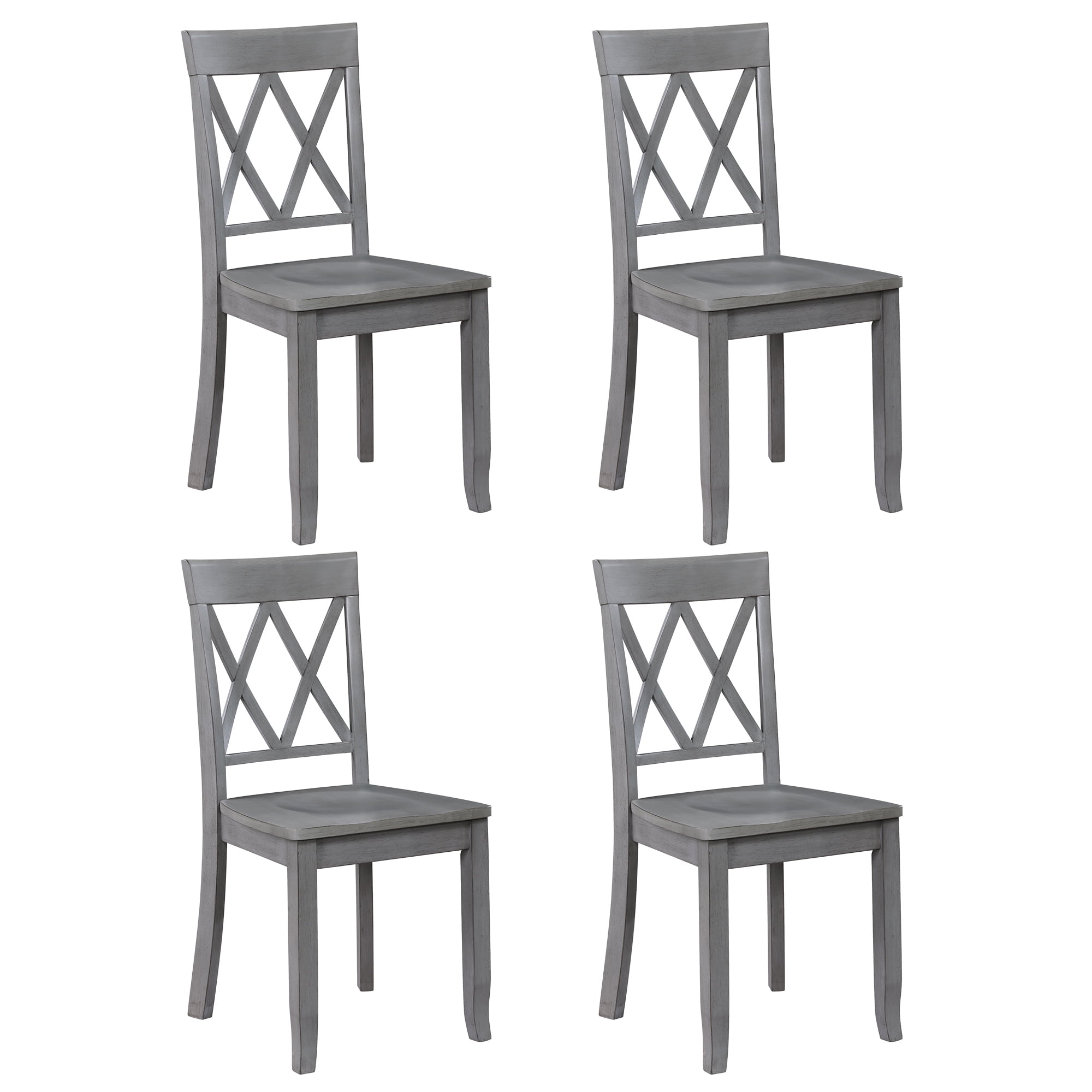 Duhome Solid Wood Dining Chairs Set of4 Modern Cross Back Chairs for Kitchen, Dining Room,Grey ...