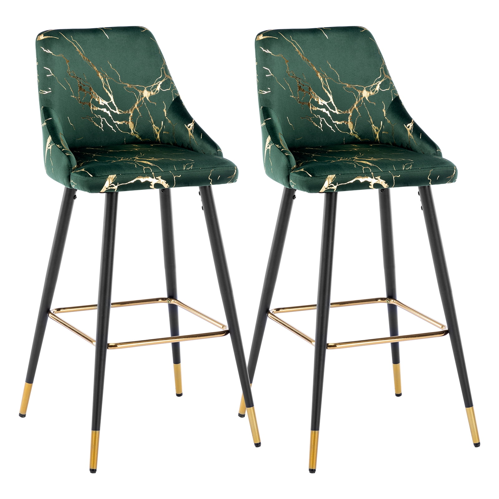 Duhome Tufted Velvet Armless Contoured Backrests,30" Bar stools with ...