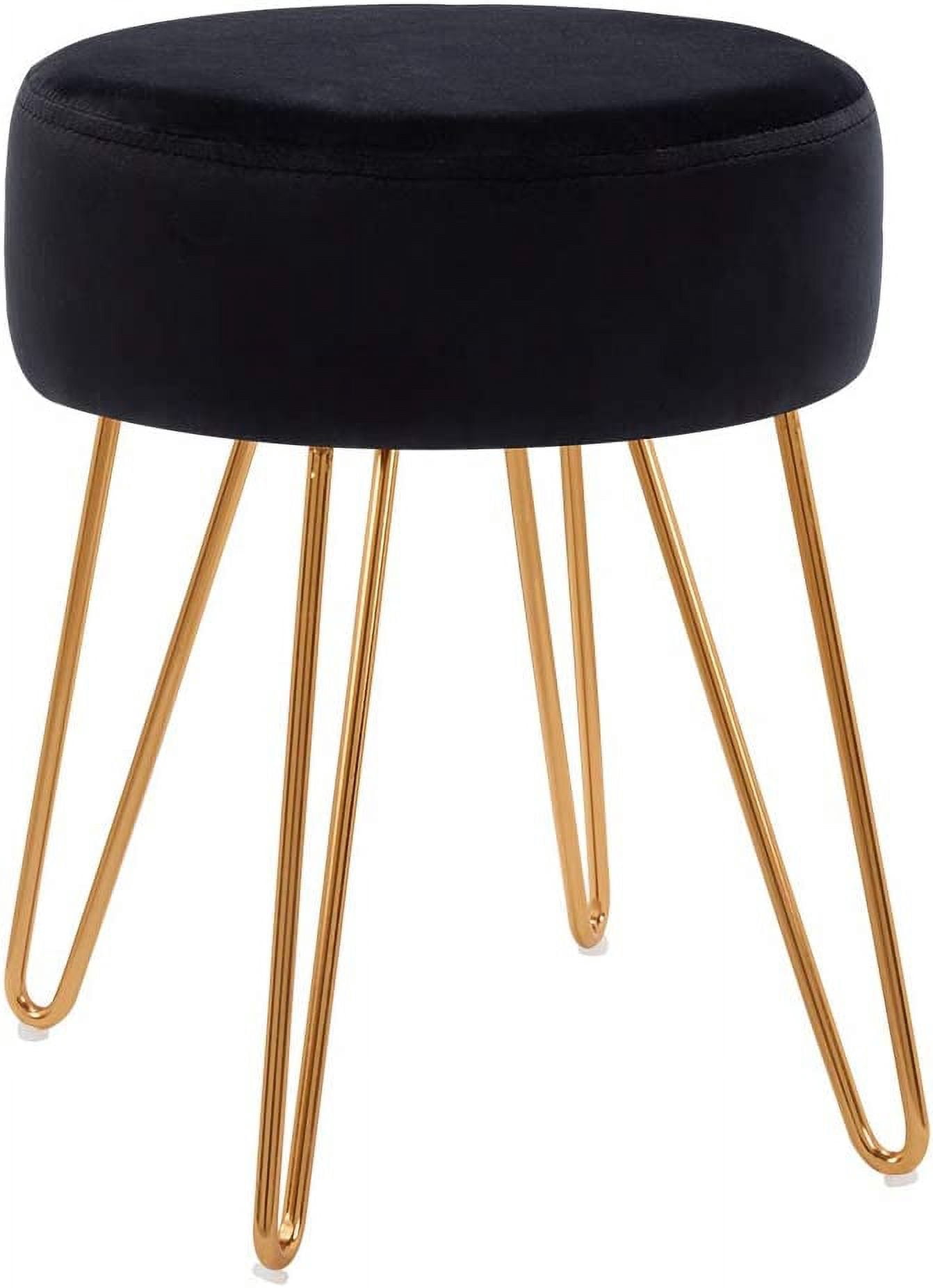 Duhome Velvet Makeup Vanity Stool, Round Ottoman Footstools, Gold Legs ...