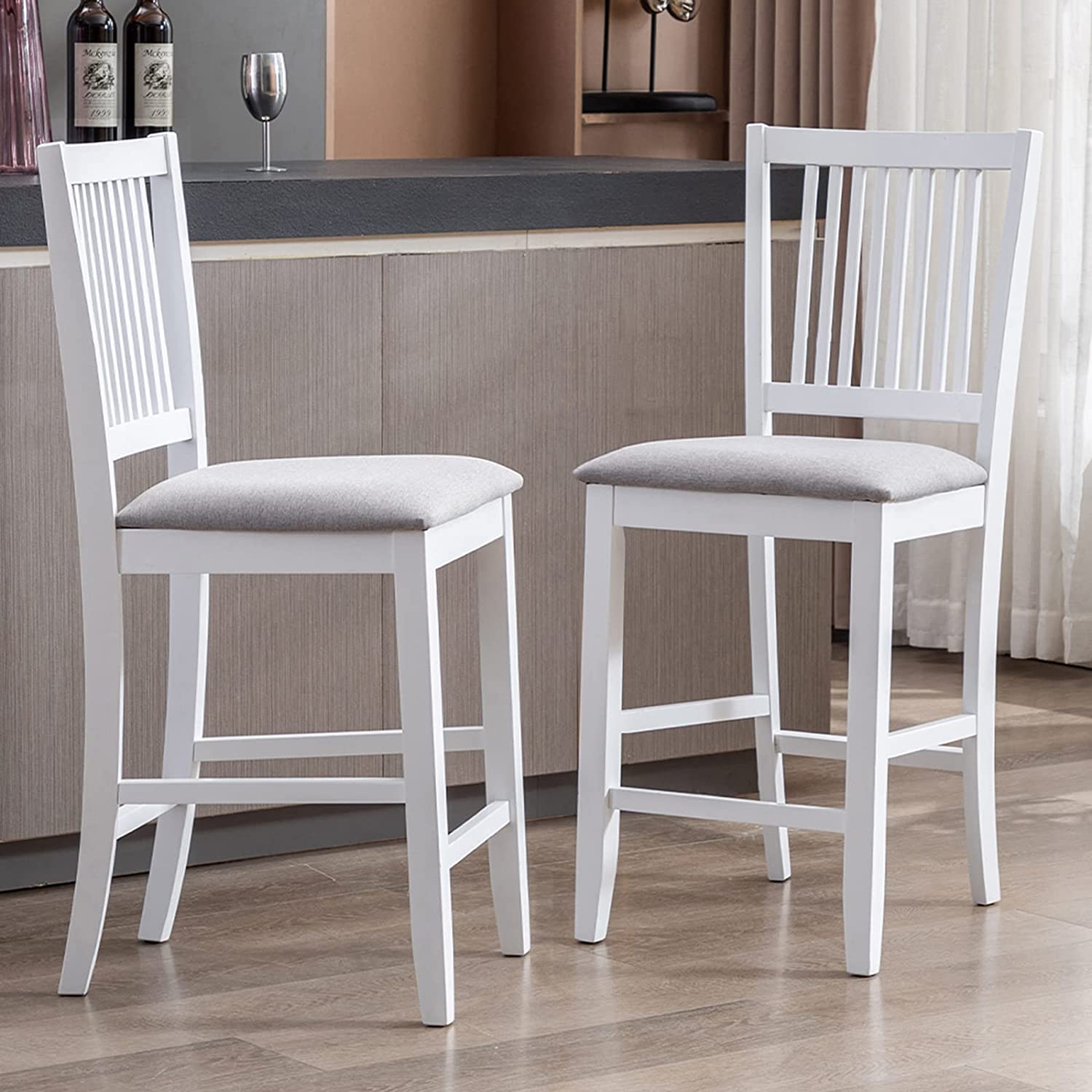 Duhome Wood Bar Stools Set of 2, Farmhouse Counter Stools 24" Barstool ...