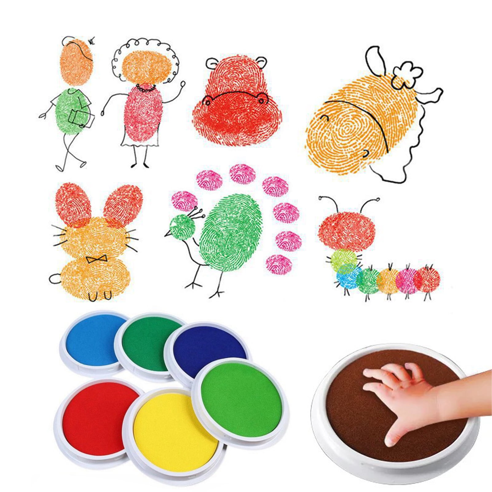 Duixinghas 1Pc/8Pcs Finger Painting Ink Pad Colorful Washable ...