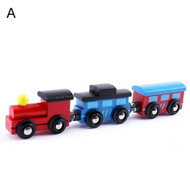 Bluethy 4Pcs Magnetic Wooden Miniature Train Carriage Model ...