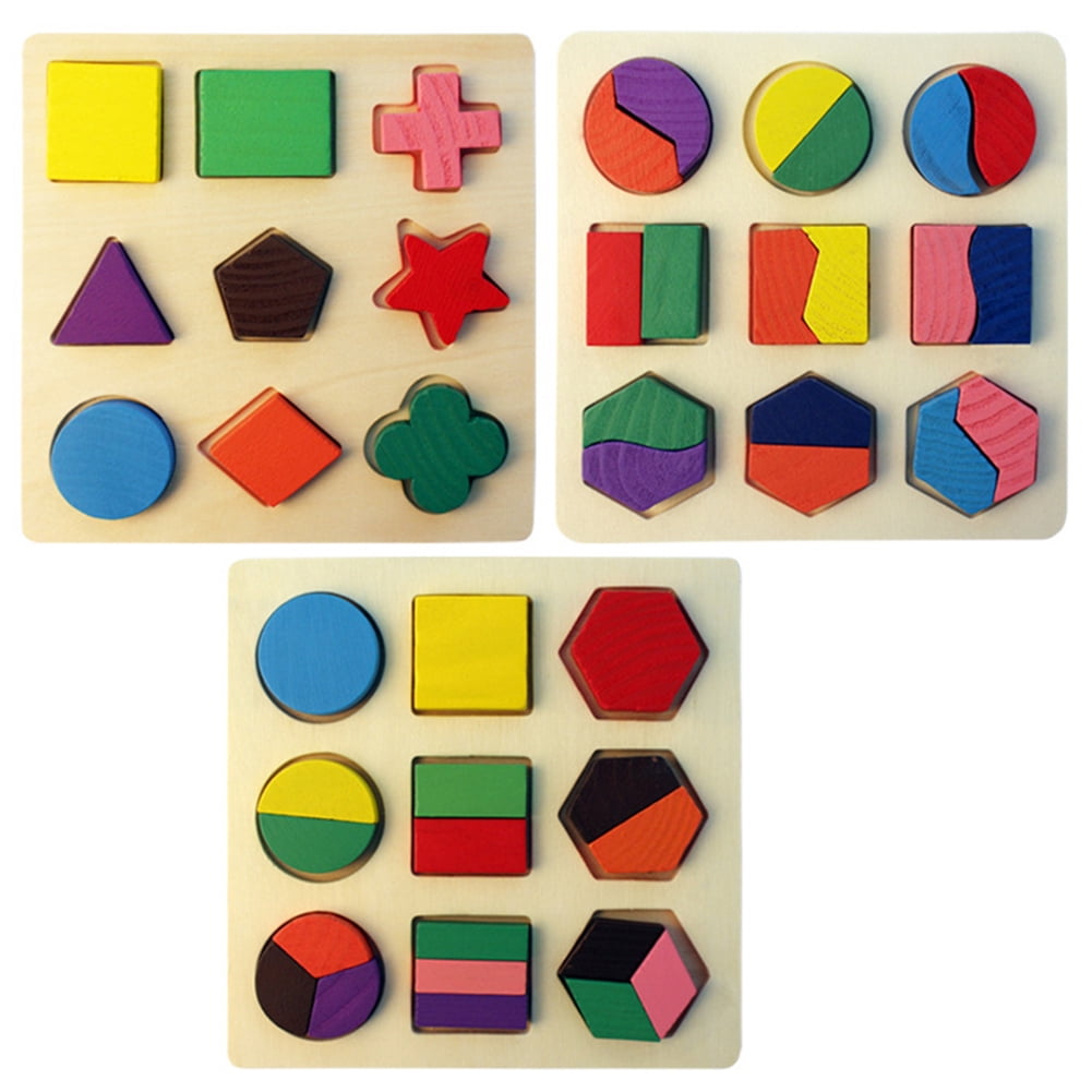Duixinghas Geometric Shape Plate Children Puzzle Wooden Jigsaw ...